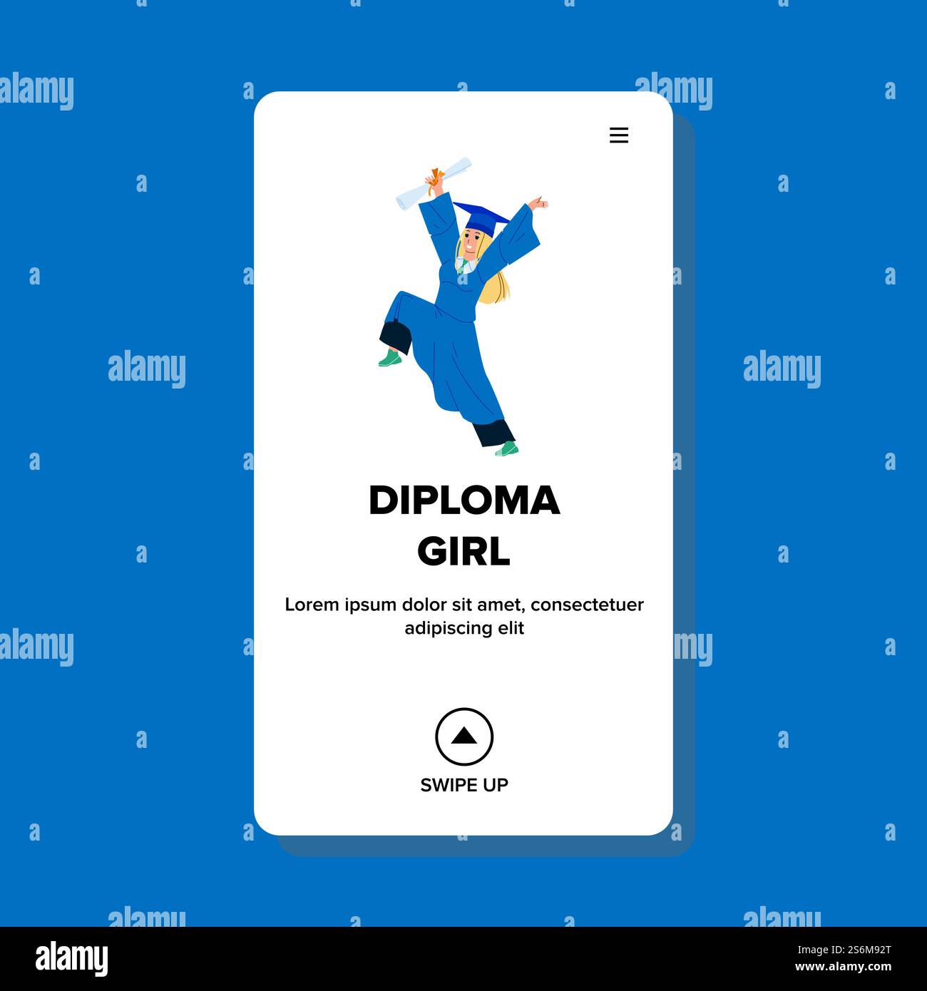 Graduation Diploma Girl Student Holding Vector. University Diploma Girl ...
