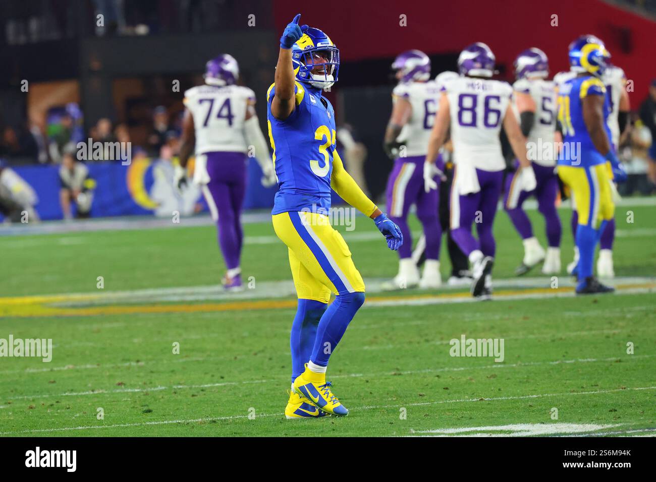 Los Angeles Rams safety Quentin Lake (37) celebrates during an NFL Wild ...
