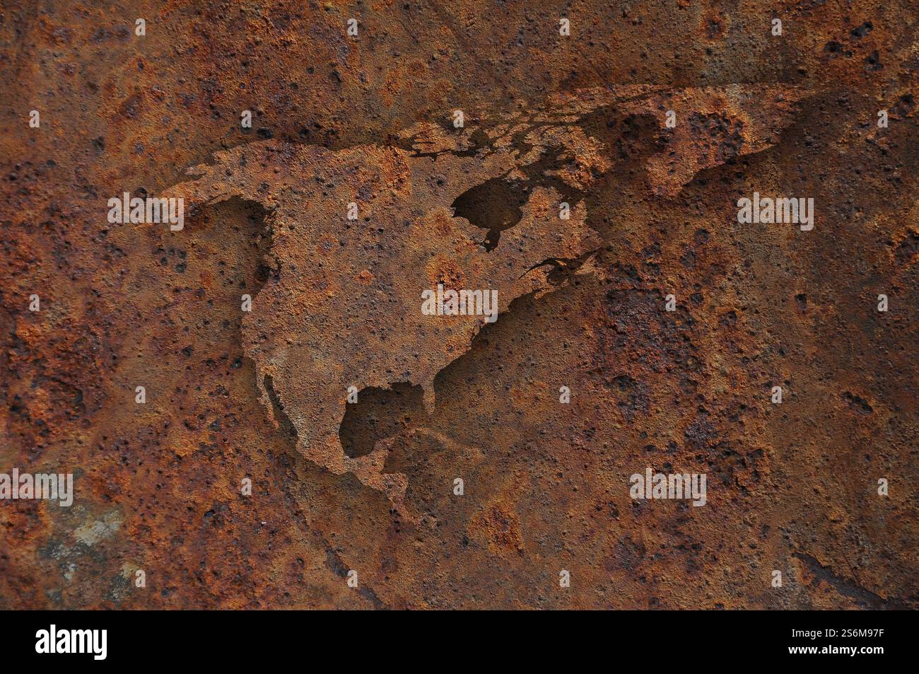 Map of North America on rusty metal Stock Photo - Alamy