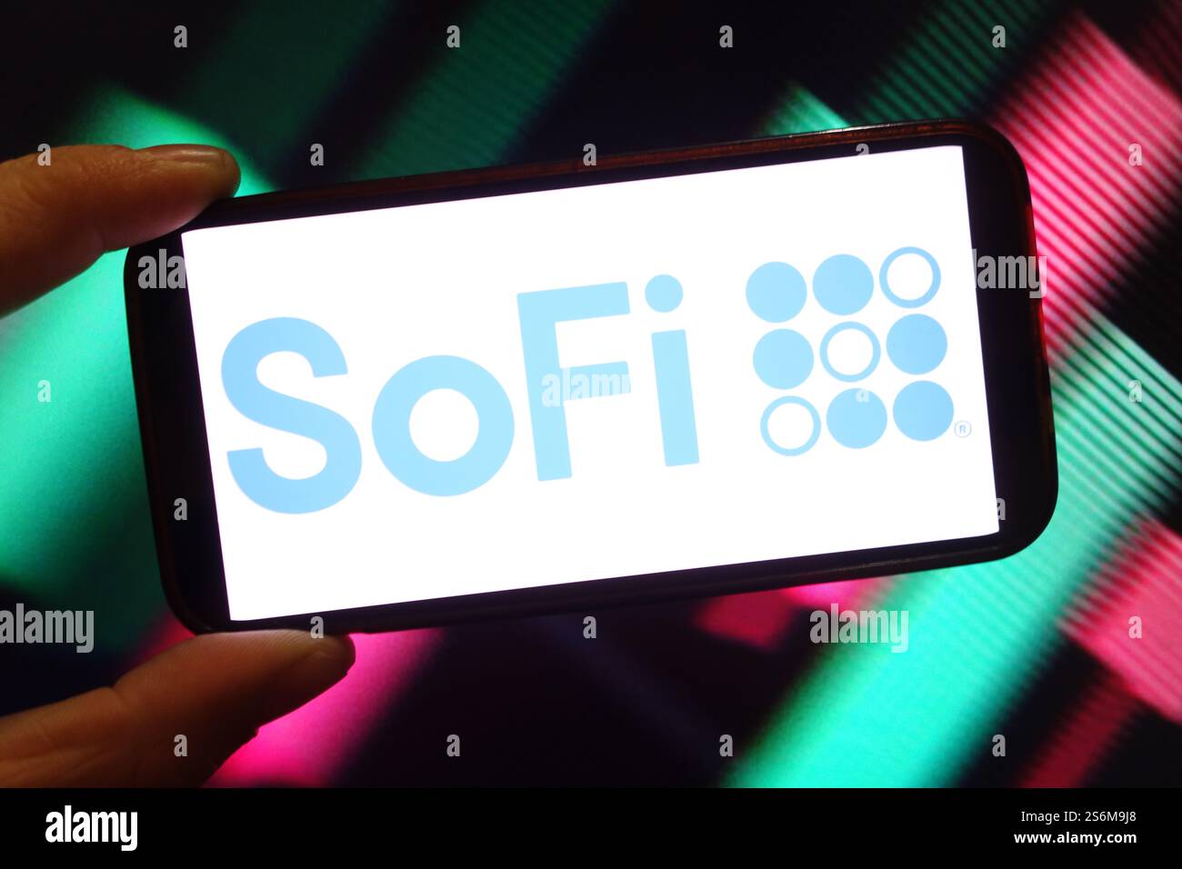 In this photo illustration, the Social Finance Inc company logo is seen ...