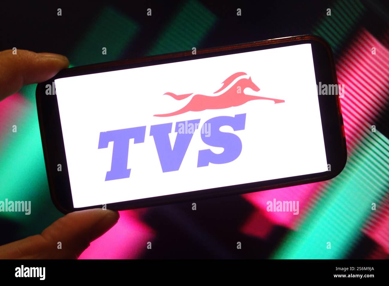 In this photo illustration, the TVS Motor company logo is seen ...