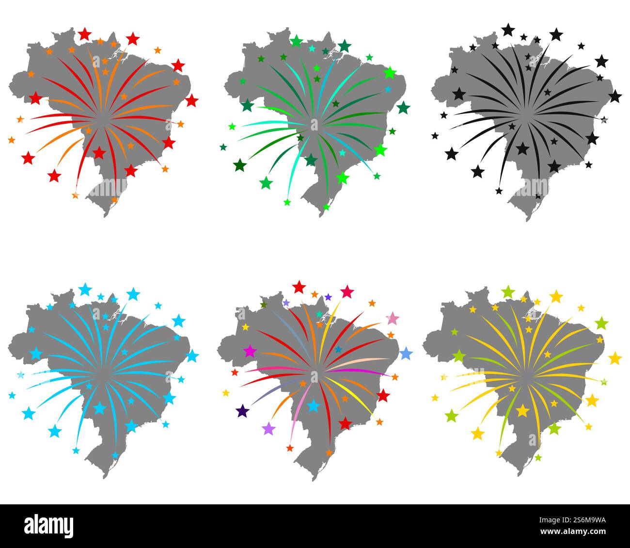 Map of Brazil with fireworks Stock Photo - Alamy