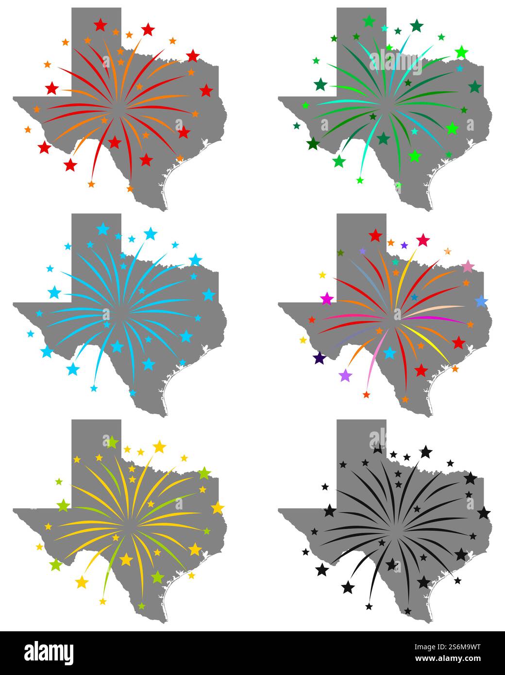 Map of Texas with fireworks Stock Photo - Alamy