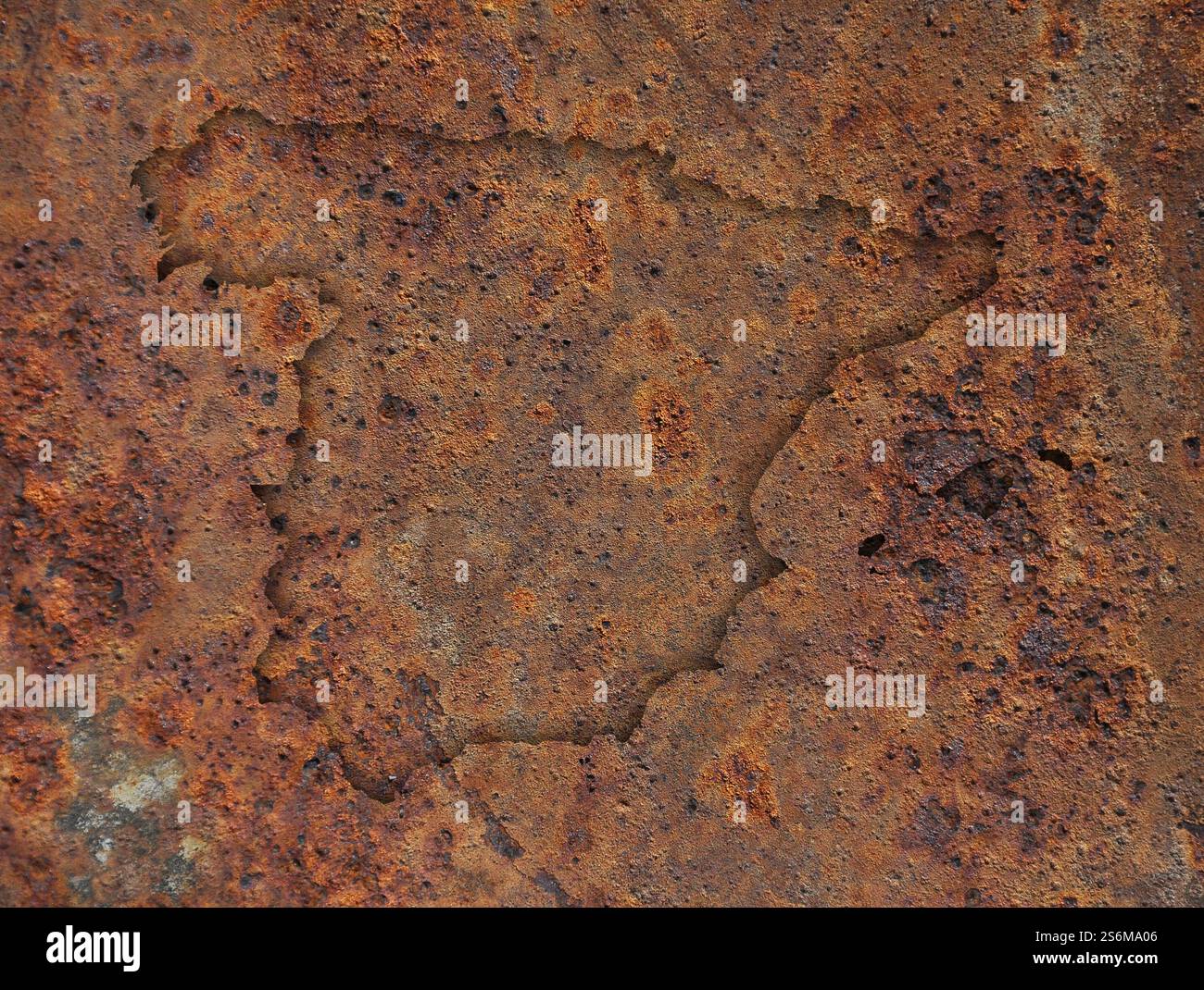 Map of Spain on rusty metal Stock Photo - Alamy