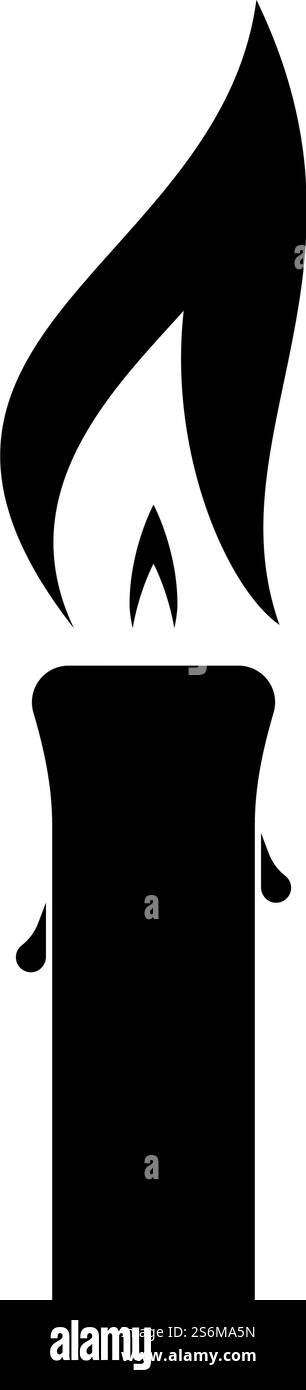 Candle with wax big flame icon black color vector illustration flat ...
