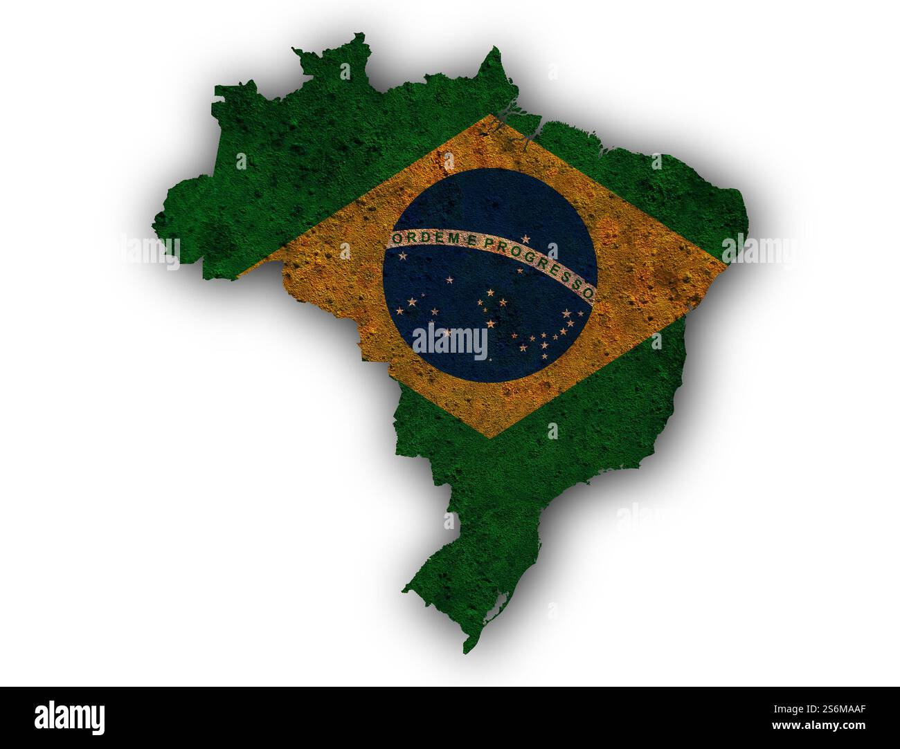 Map and flag of brazil on rusty metal hi-res stock photography and ...