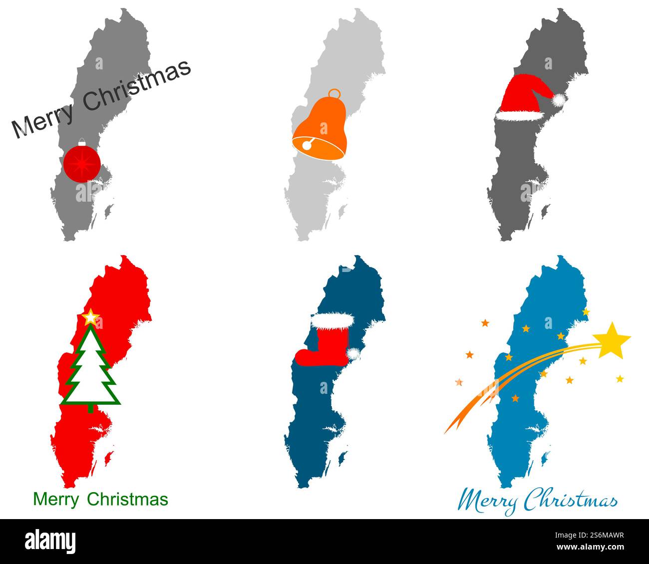 Map of Sweden with Christmas symbols Stock Photo - Alamy