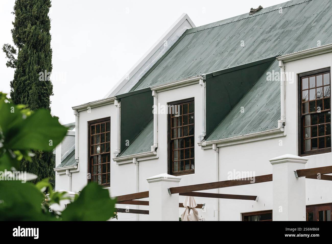 portion residential building classic architectural style. white facade ...