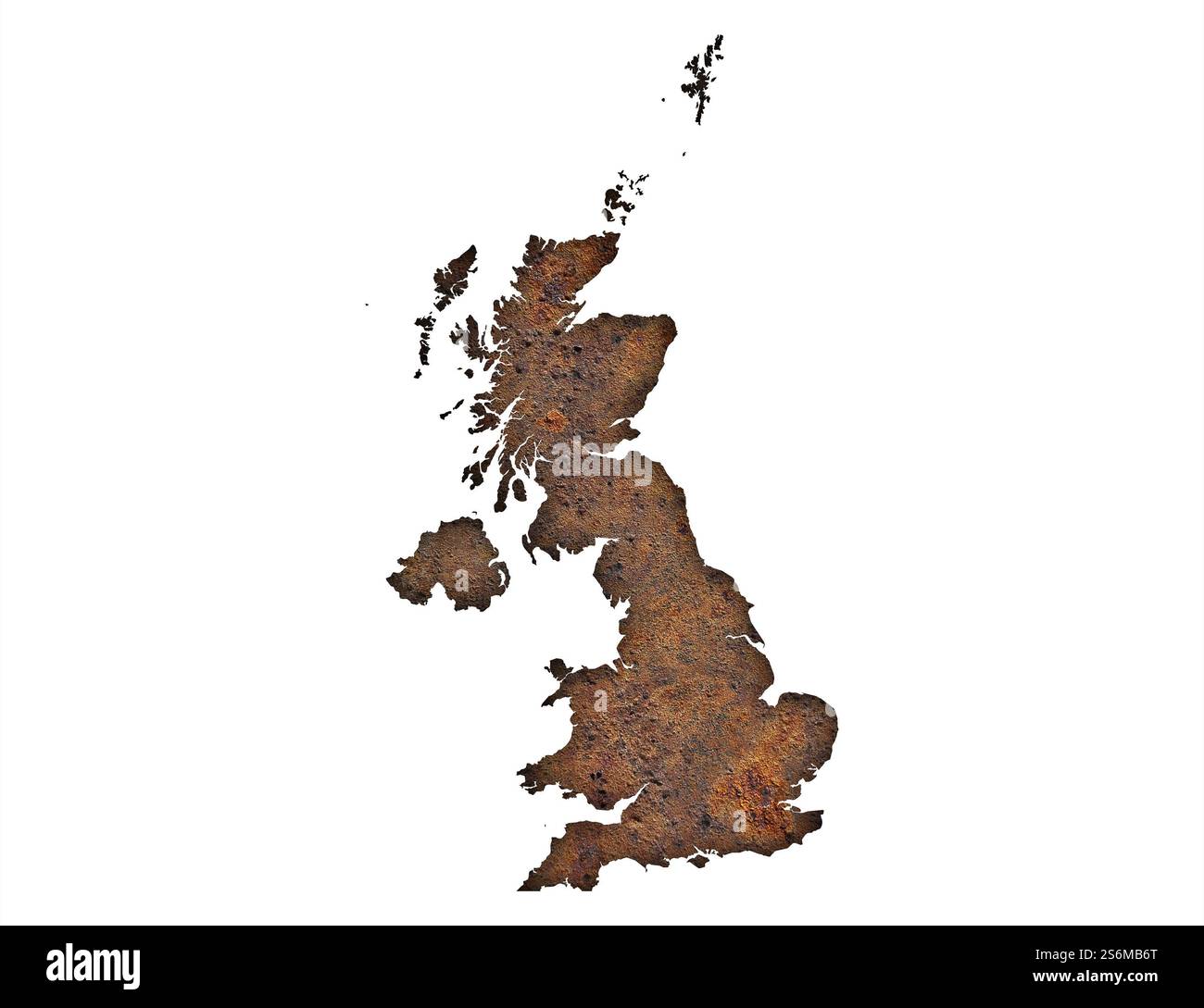 Map of Great Britain on rusty metal Stock Photo - Alamy