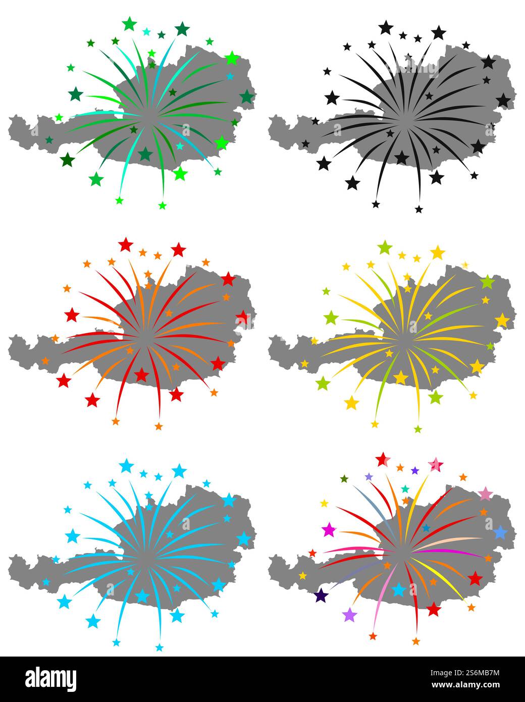 Maps of Austria with fireworks Stock Photo - Alamy