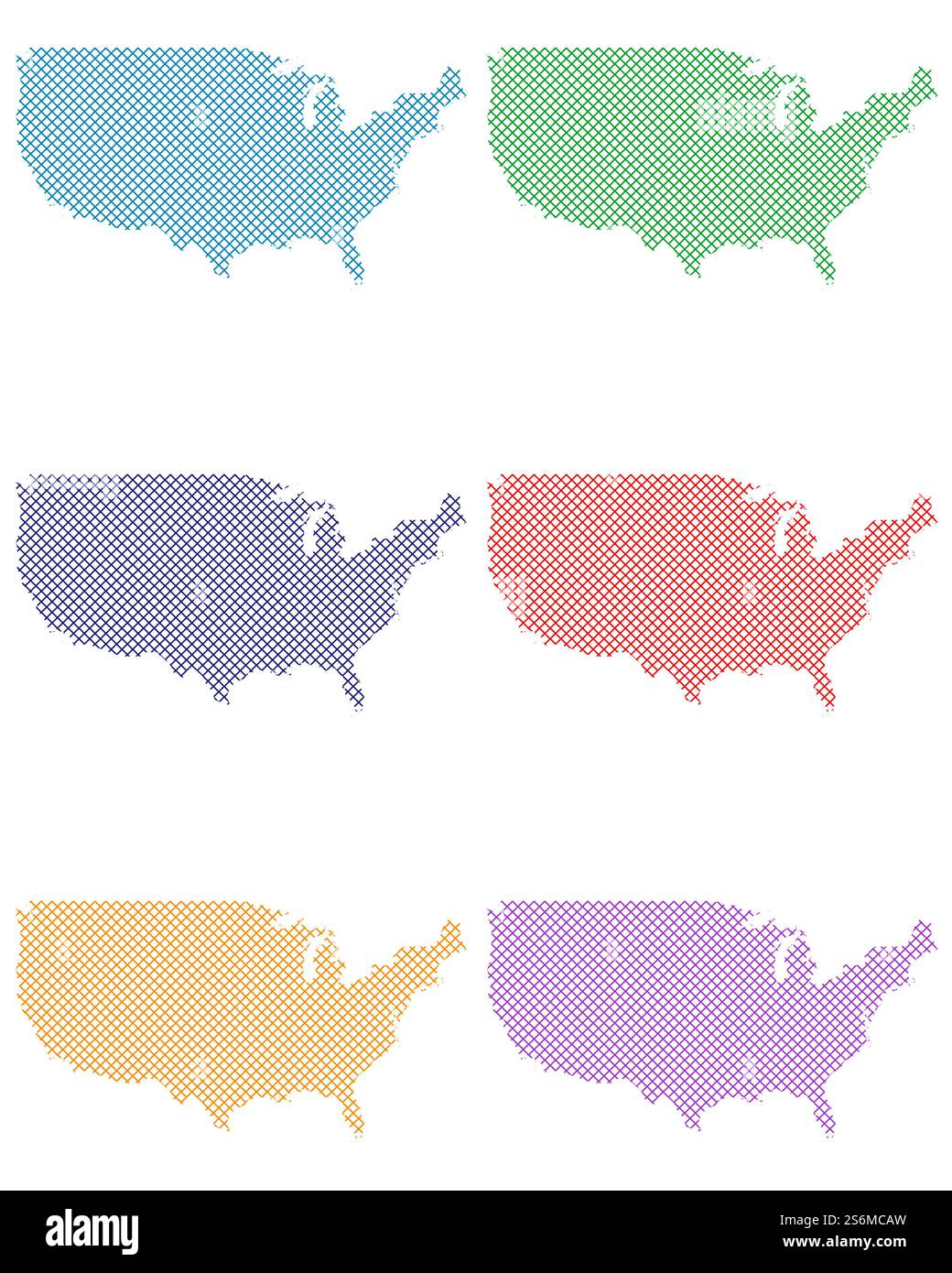 Maps of the USA on simple cross stitch Stock Photo - Alamy