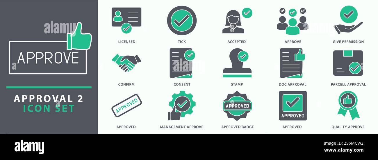 Approval icons. Approval icon set. Set icon about approval. Vector illustration Stock Vector ...