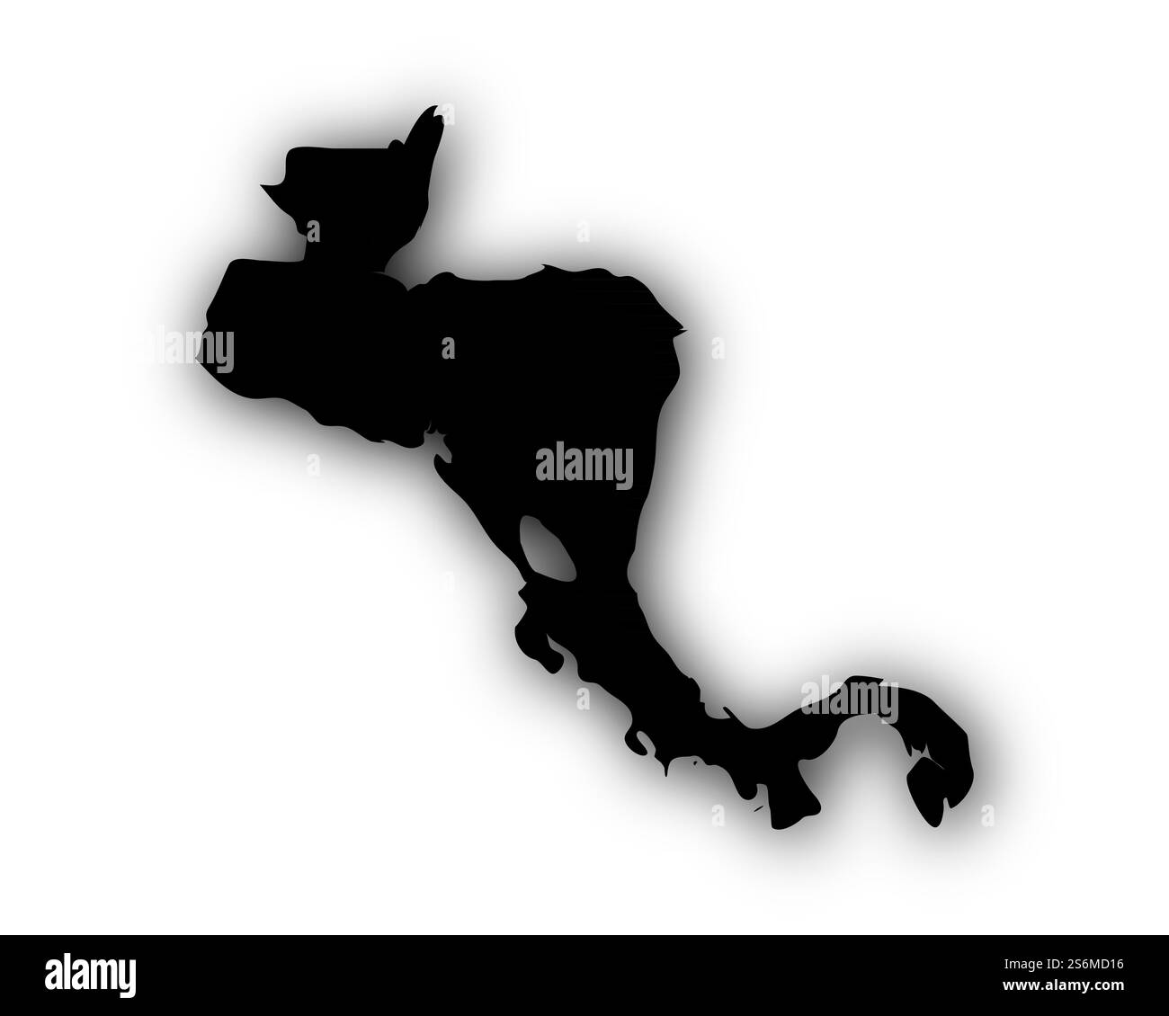 Map of Central America with shadows Stock Photo - Alamy