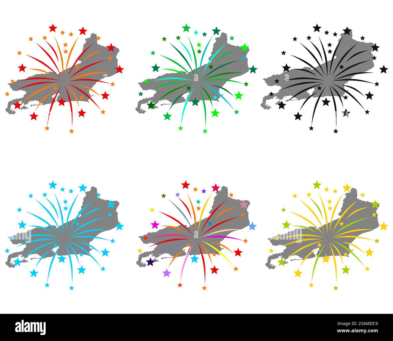 Map of Rio de Janeiro with fireworks Stock Photo - Alamy