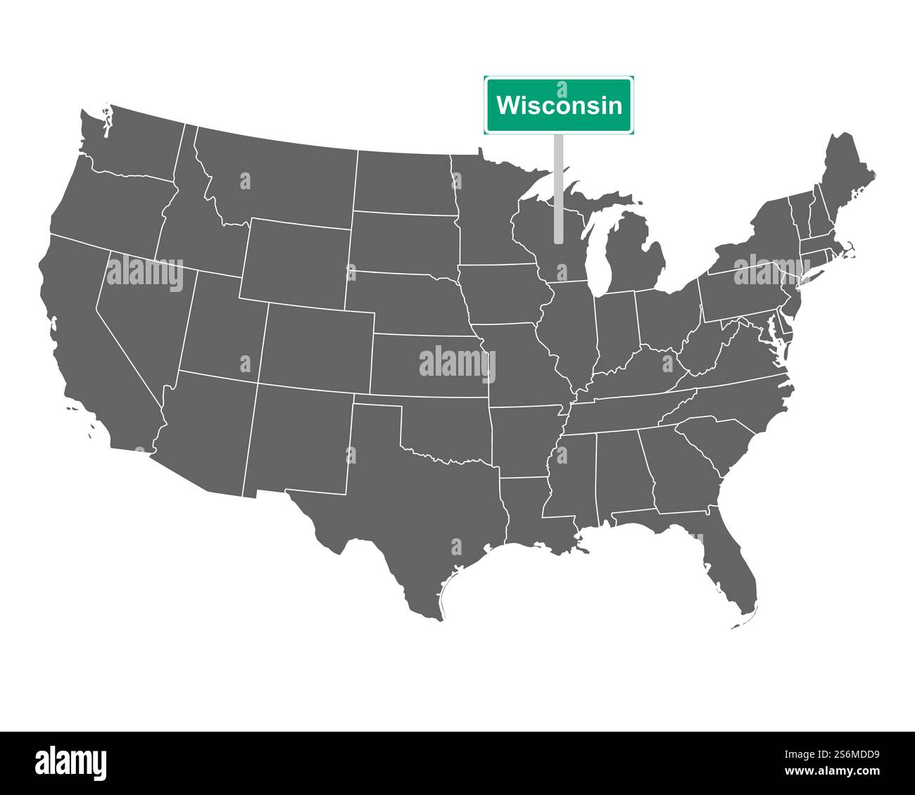 Wisconsin city sign and map of the USA Stock Photo - Alamy