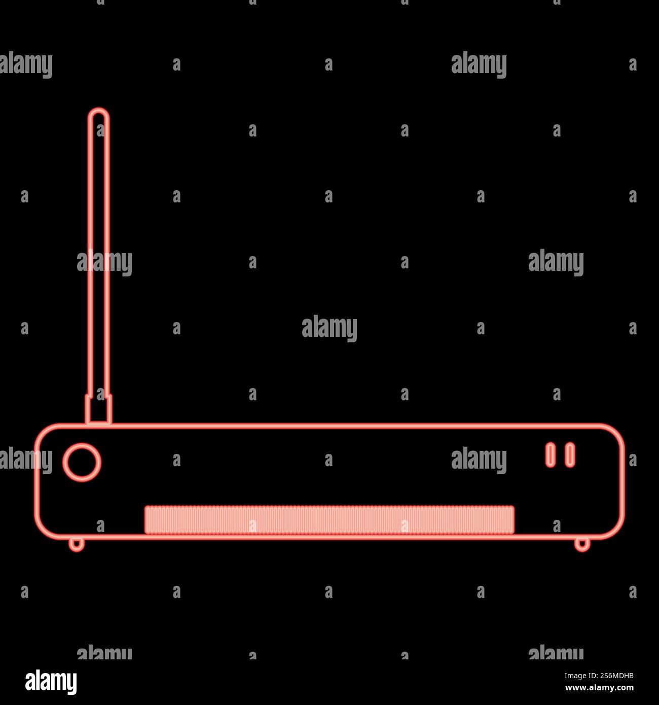 Neon router red color vector illustration flat style light image. Neon ...