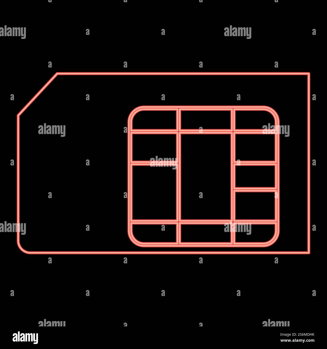 Neon sim card red color vector illustration flat style light image ...