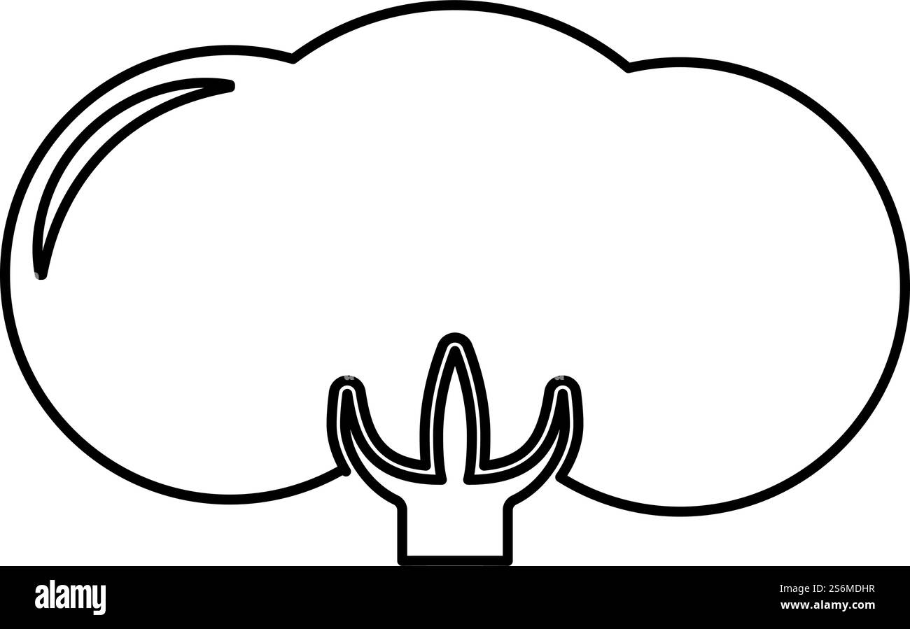 Cotton flower bud contour outline icon black color vector illustration ...