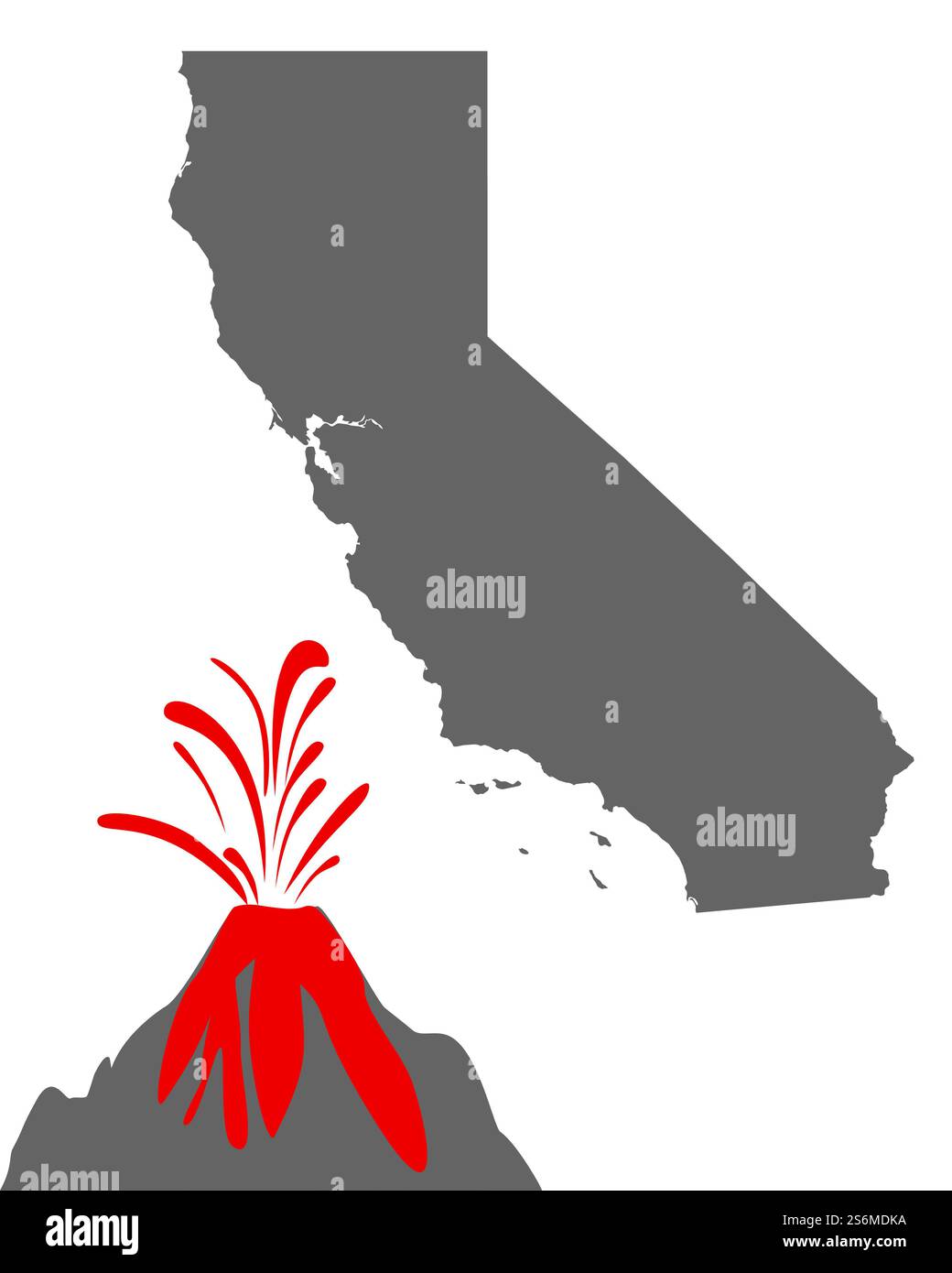 Map of California with volcano Stock Photo - Alamy