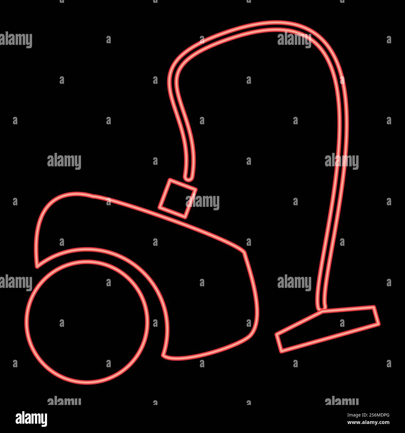 Neon vacuum cleaner red color vector illustration flat style light ...