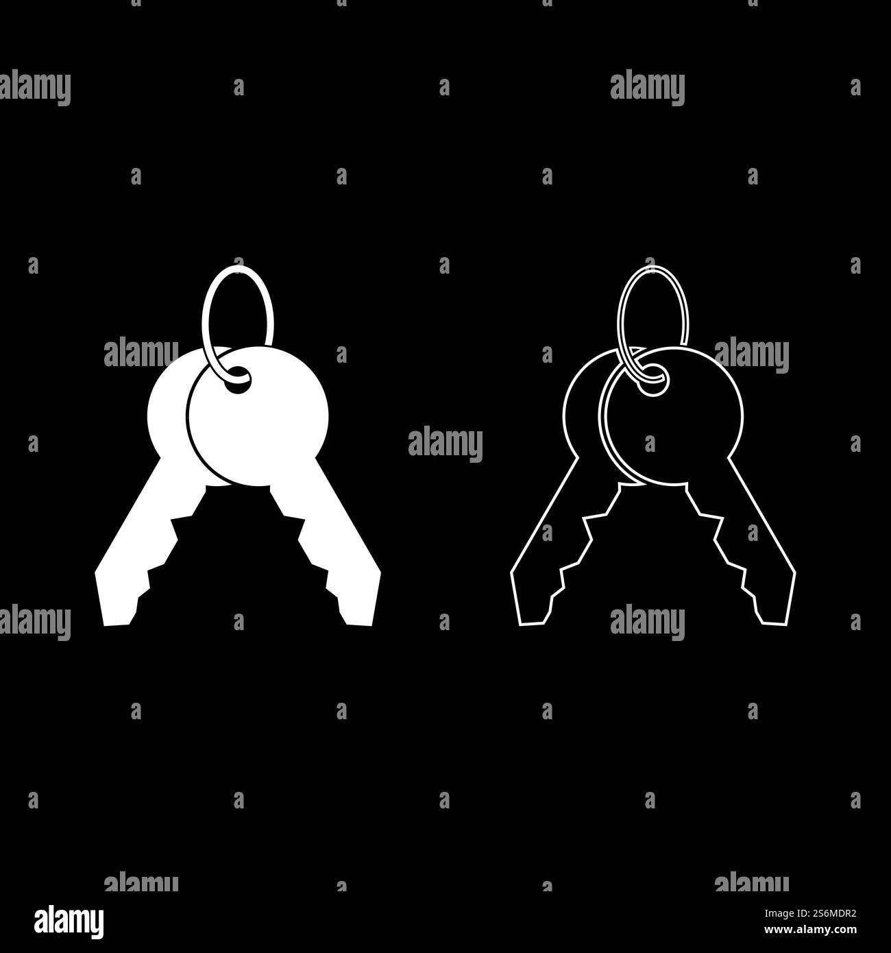 Bunch of keys on ring icon white color vector illustration flat style ...