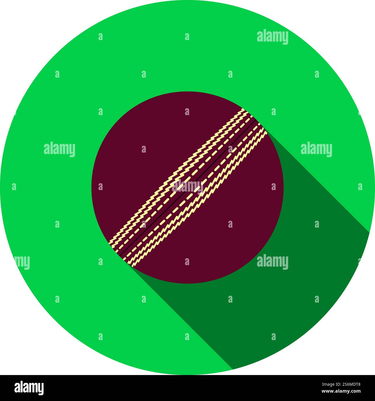 Cricket Ball Icon. Flat Circle Stencil Design With Long Shadow. Vector ...