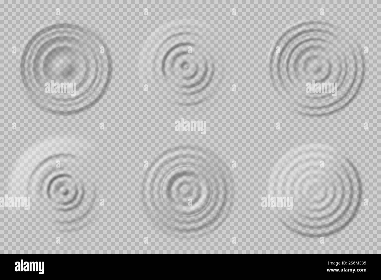 Realistic water circles. Top view round waves, transparent ripple drop ...
