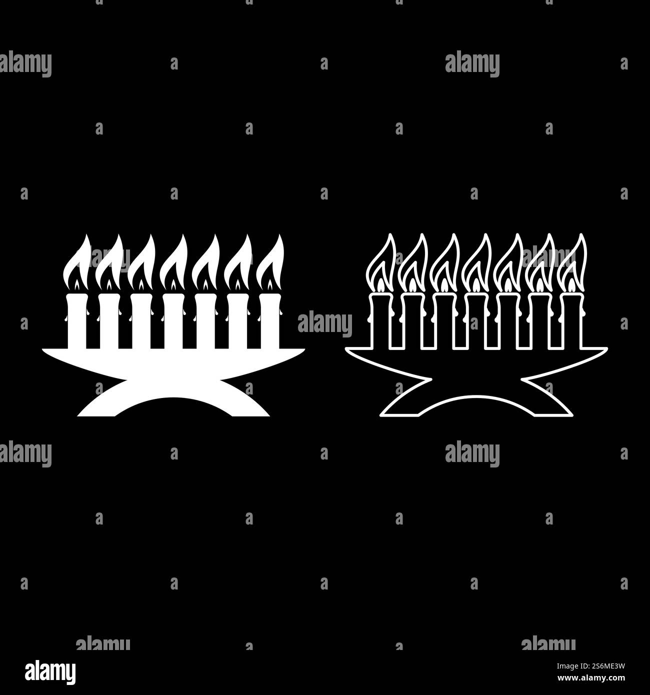 Kwanzaa candles glowing African holiday Seven candle on candlestick ...