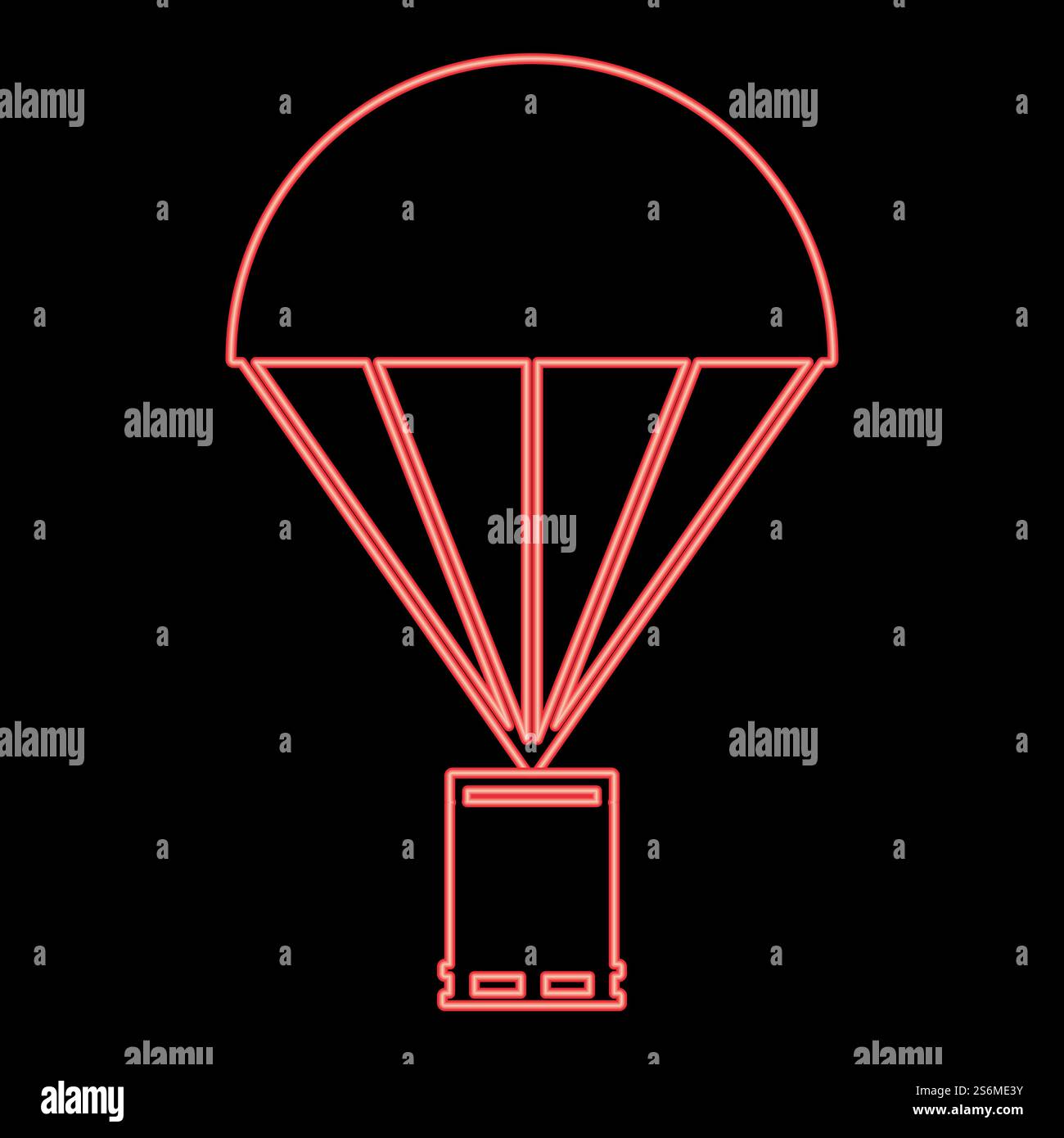 Neon parachute with cargo red color vector illustration flat style ...