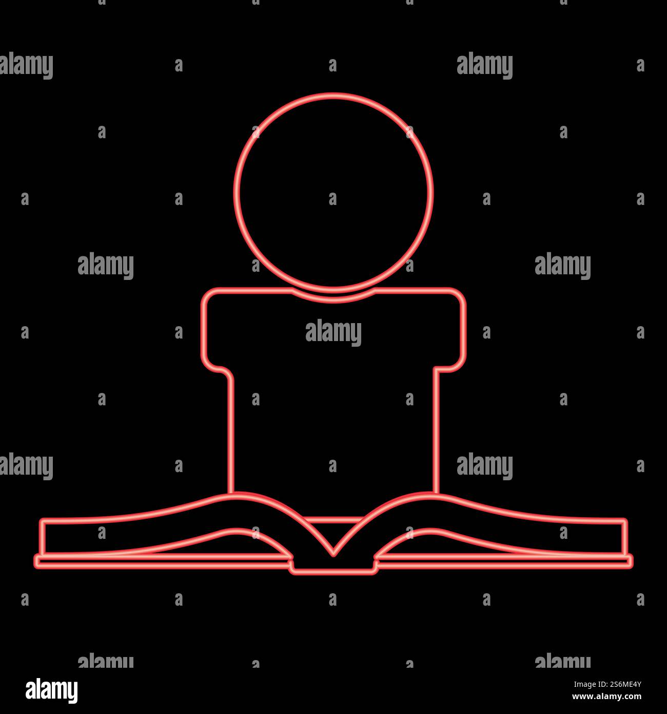 Neon man reading book red color vector illustration flat style light ...