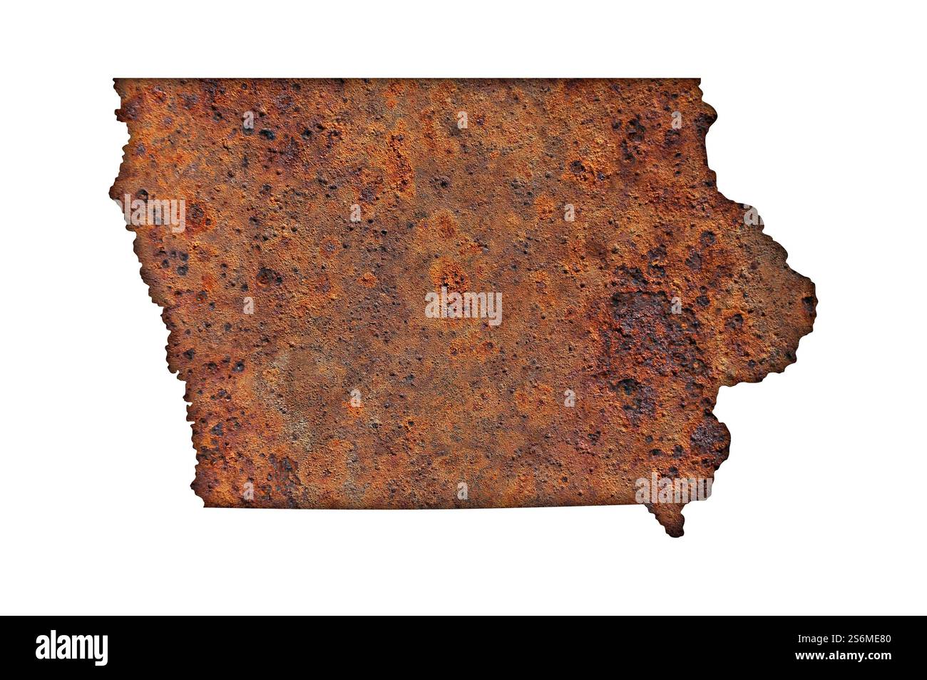 Map of Iowa on rusty metal Stock Photo - Alamy