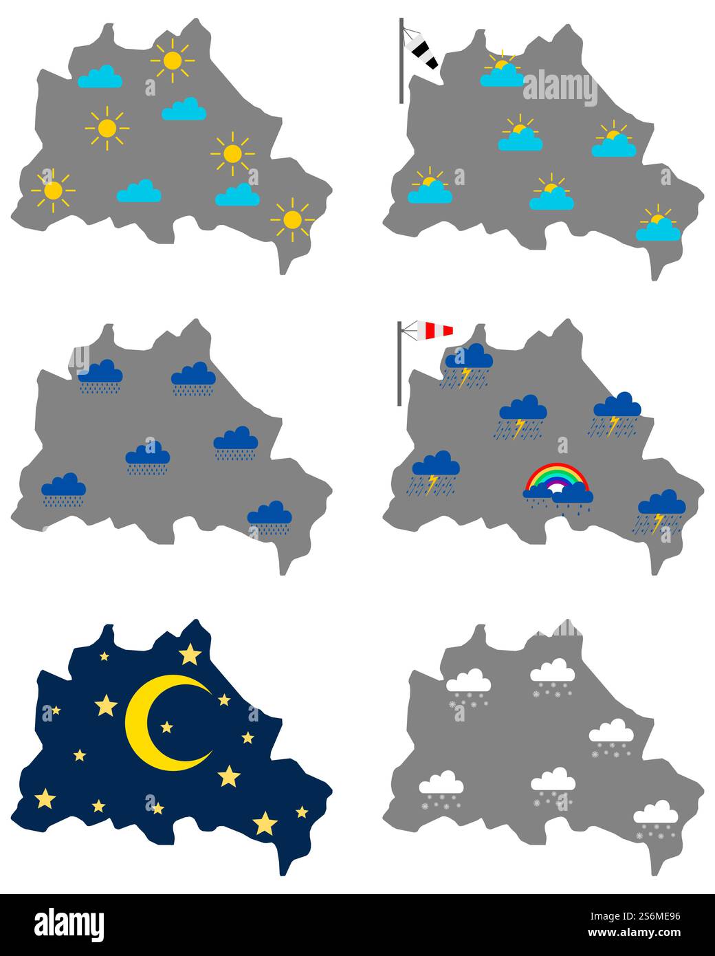Maps of Berlin with different weather symbols Stock Photo - Alamy