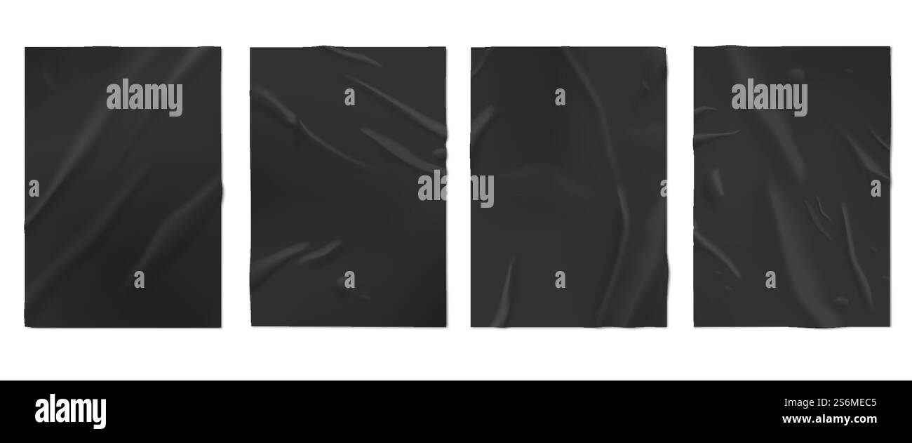 Glued paper realistic wet wrinkled and creased white paper sheets Cut ...