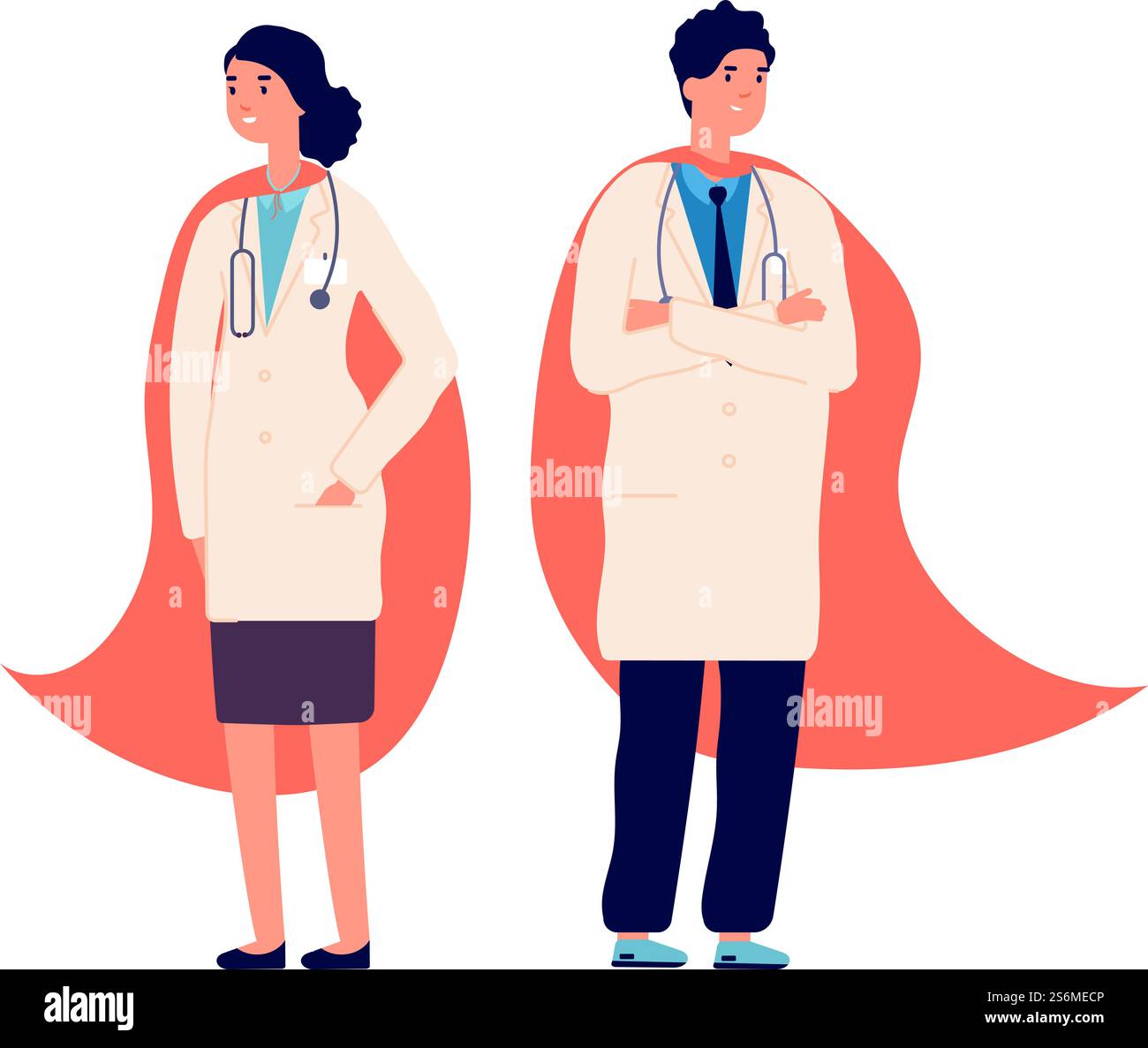Doctor superhero. Medical team, doctors wear red super hero cape ...