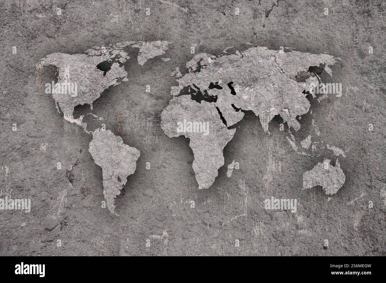 Map of world map on weathered concrete Stock Photo - Alamy