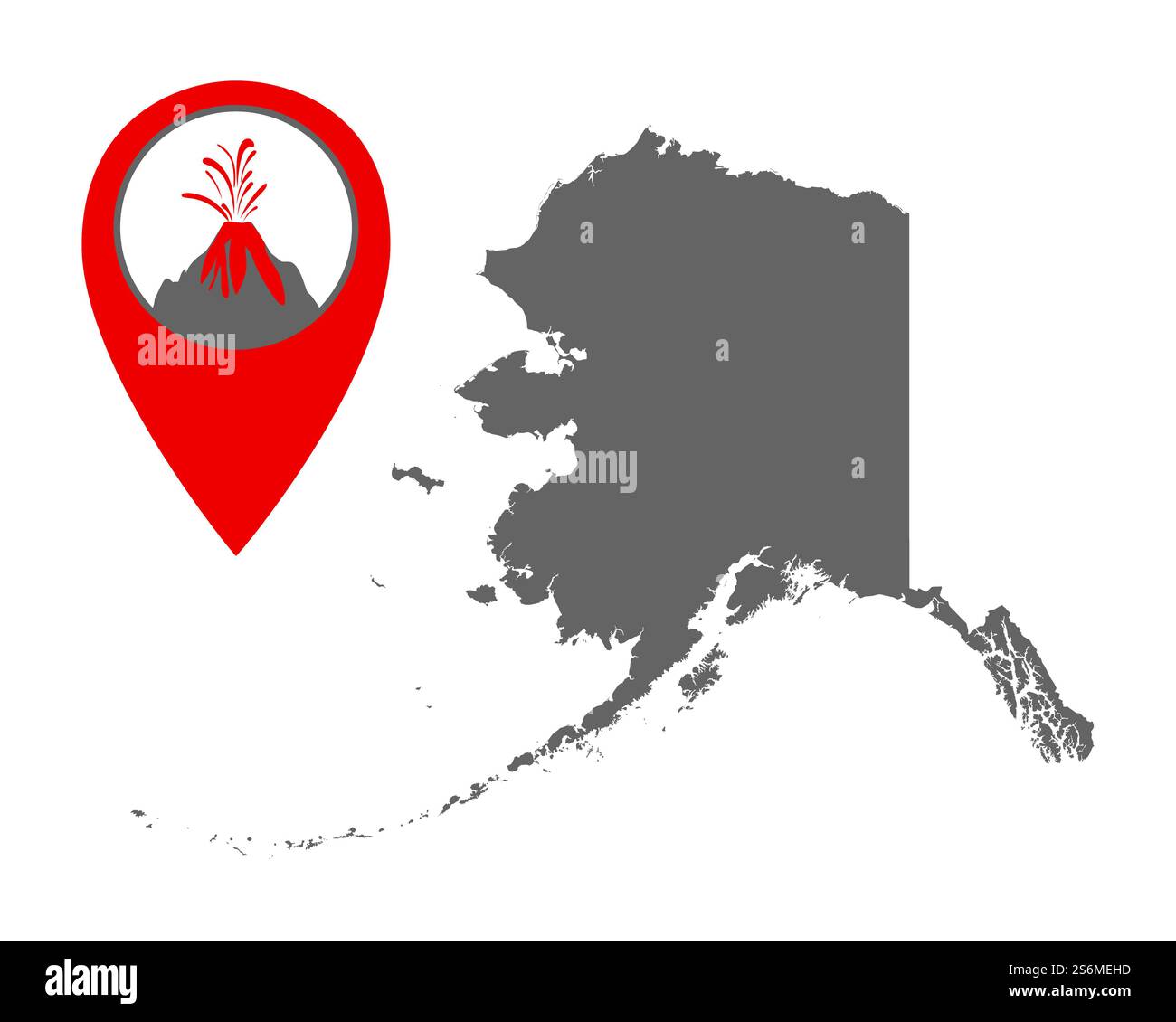 Map of alaska with volcano hi-res stock photography and images - Alamy