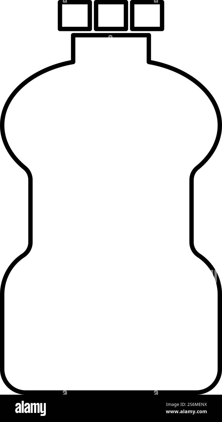 Plastic bottle Cleanser contour outline icon black color vector ...
