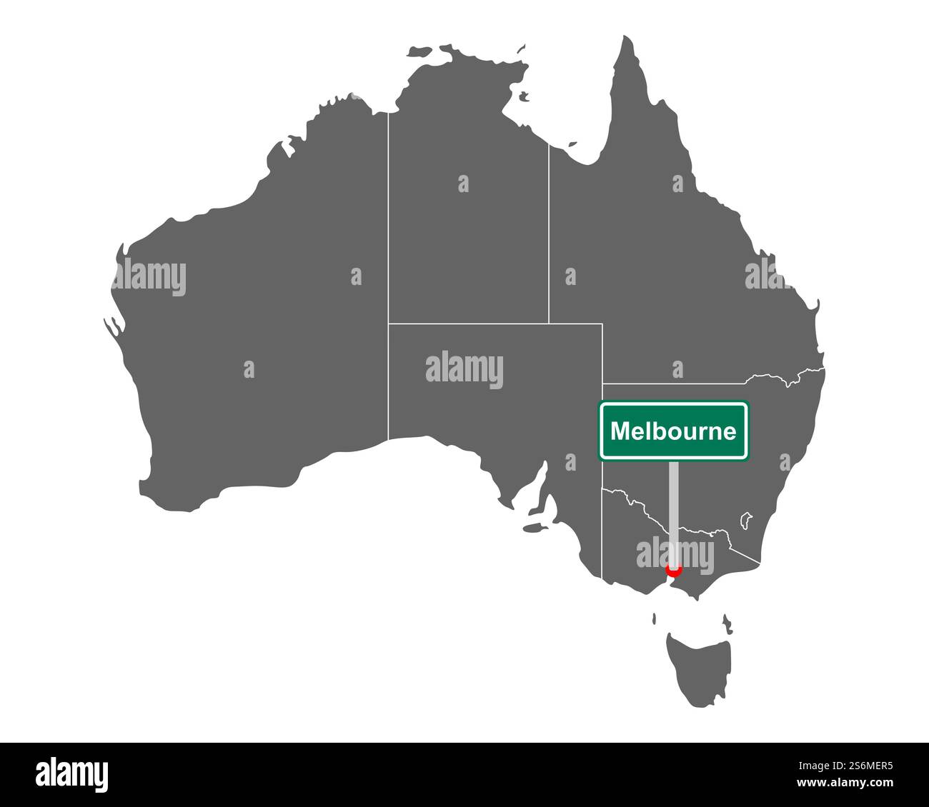 Melbourne place name sign on map of Australia Stock Photo - Alamy