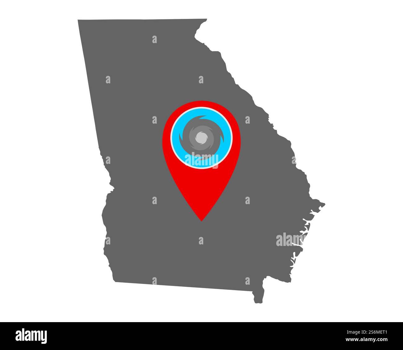 Map of Georgia and Pin with hurricane warning Stock Photo - Alamy