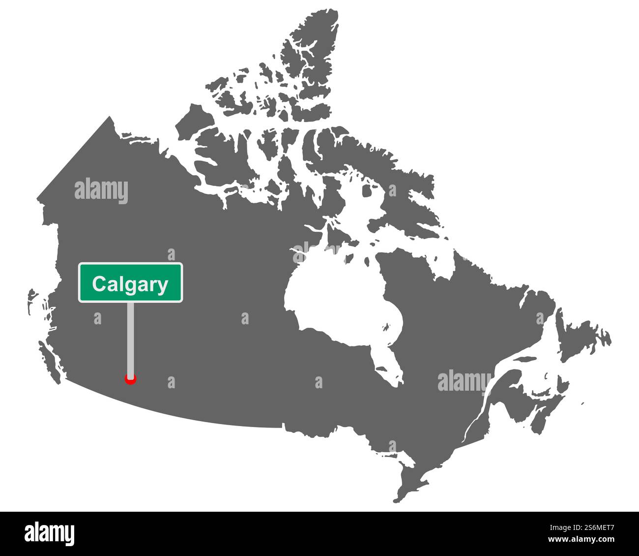 Map of Canada with Calgary city sign Stock Photo - Alamy