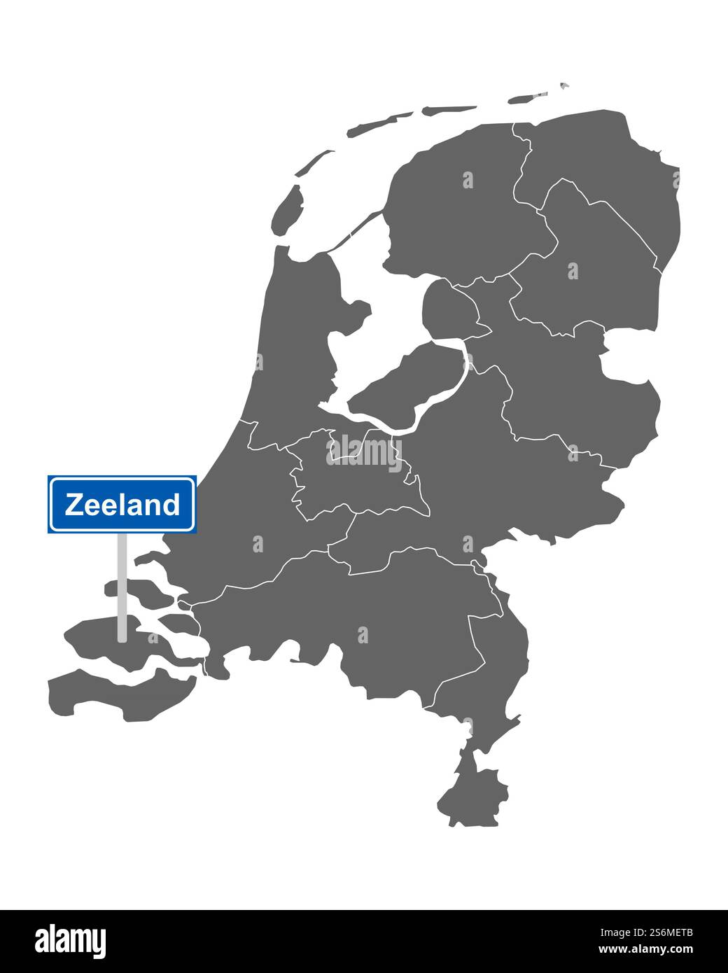 Map of the Netherlands with place name sign Zeeland Stock Photo - Alamy