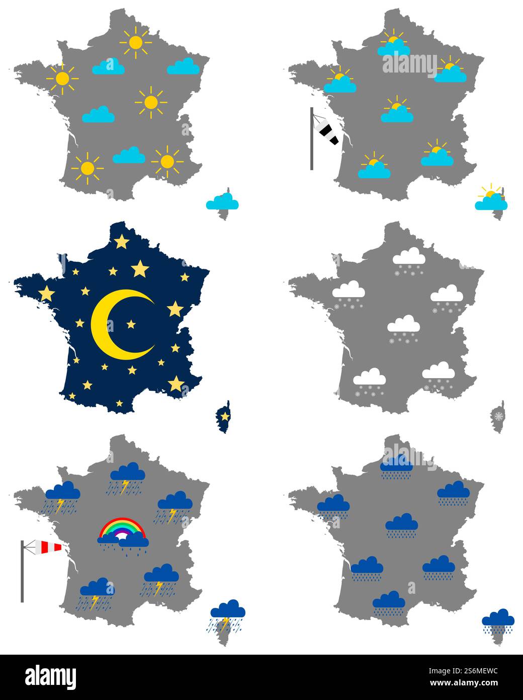 Map of france with weather symbols hi-res stock photography and images ...