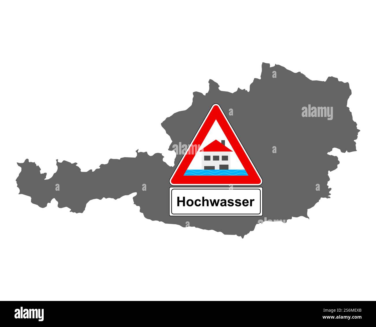 Danger sign road flood Cut Out Stock Images & Pictures - Alamy