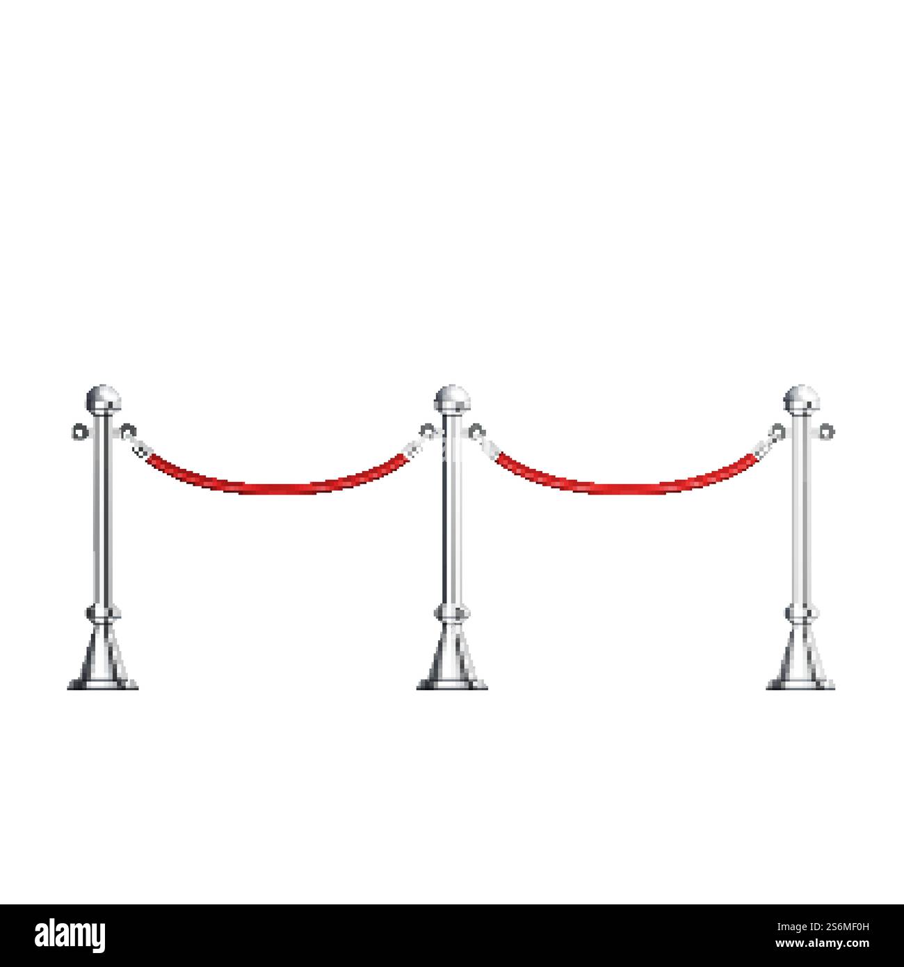 Barriers Chrome Column With Red Velvet Rope Vector. Theater, Exhibition ...