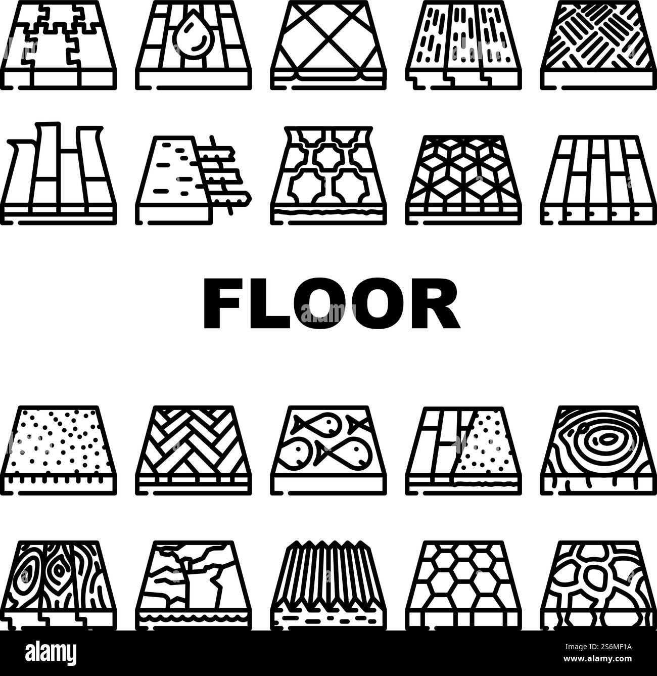 Floor Material Layers Renovation Icons Set Vector. Tile And Parquet ...