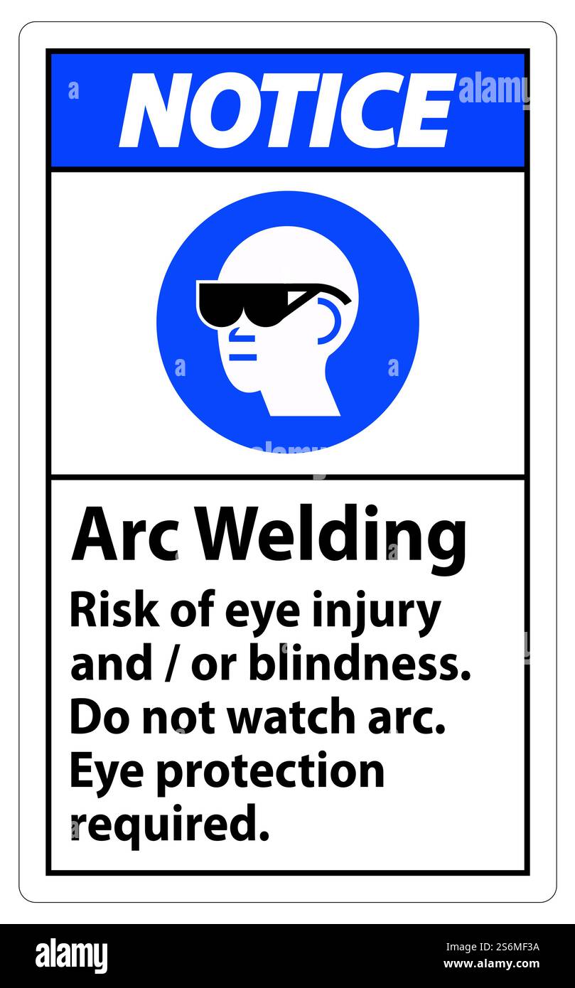 Notice Sign Arc Welding Risk Of Eye Injury And/Or Blindness, Do Not ...