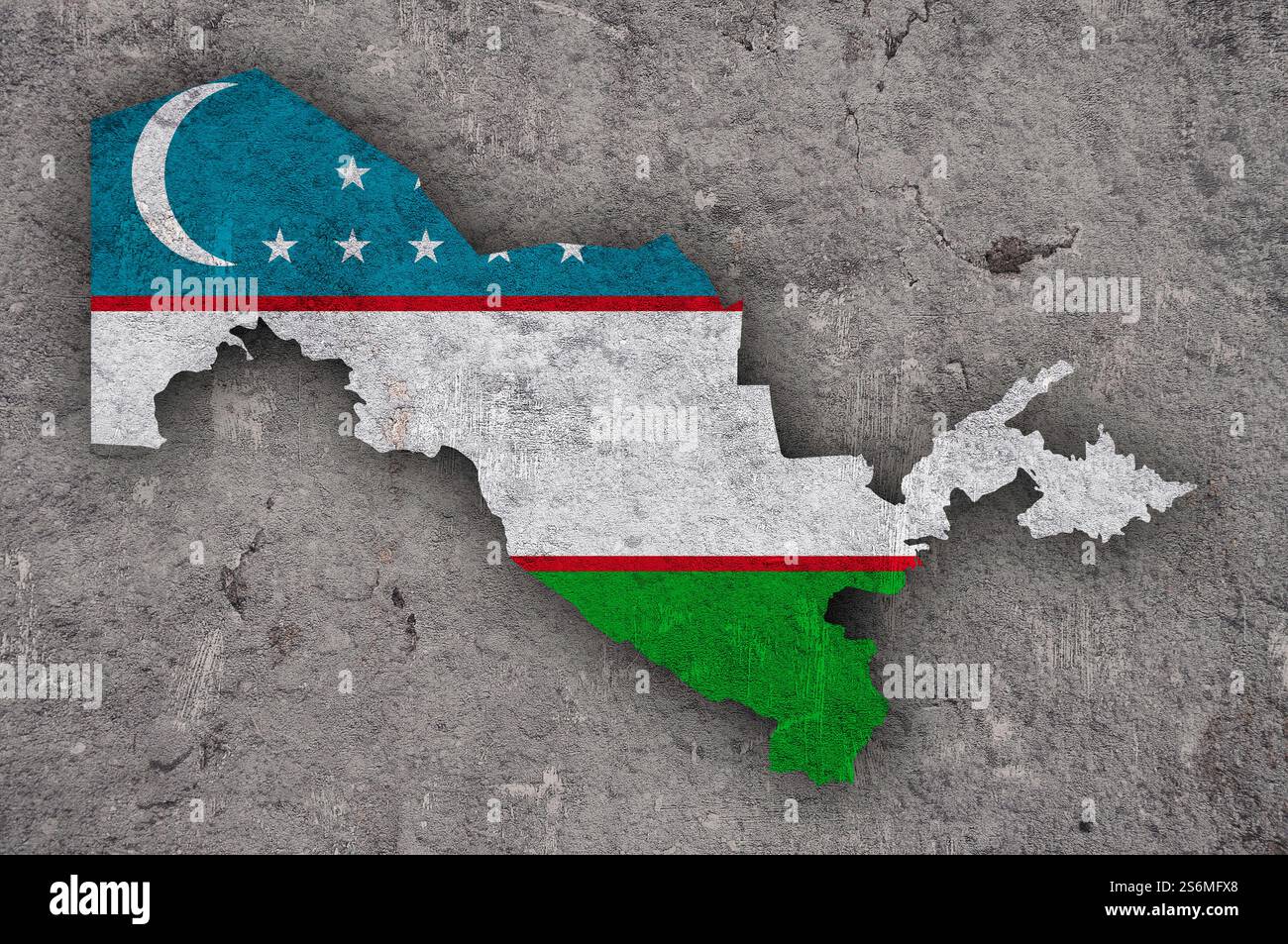 Flag on map uzbekistan hi-res stock photography and images - Alamy