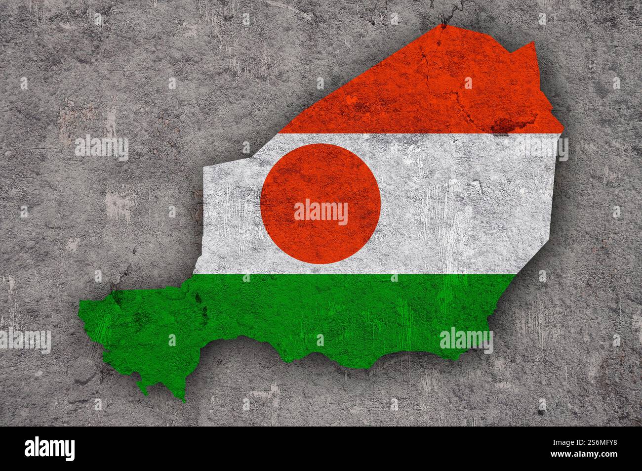 Map and flag of Niger on weathered concrete Stock Photo - Alamy