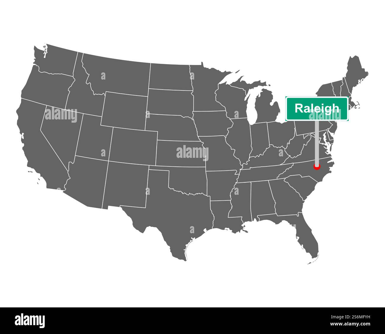 Raleigh city sign and map of the USA Stock Photo - Alamy