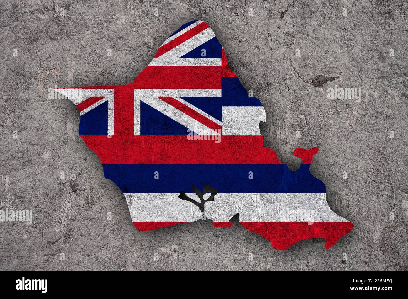 Map and flag of Oahu on weathered concrete Stock Photo - Alamy
